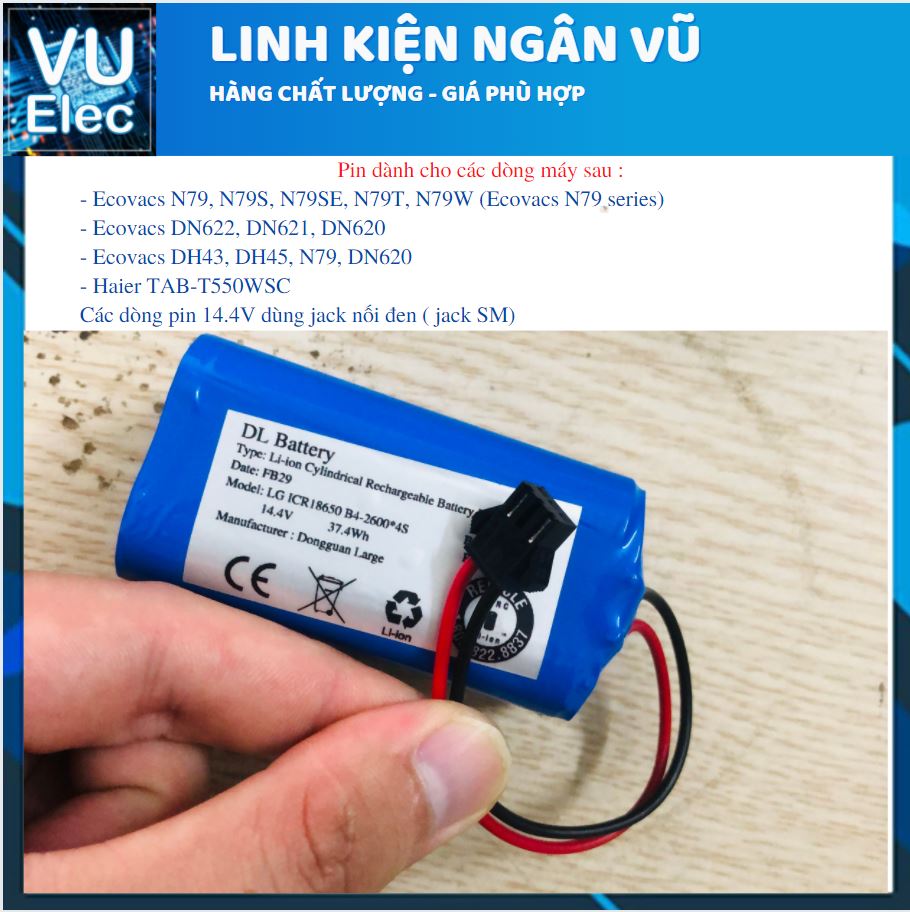 Pin robot hút bụi Ecovacs Cen loại jack SM 3 lỗ | cafelinhkien.com