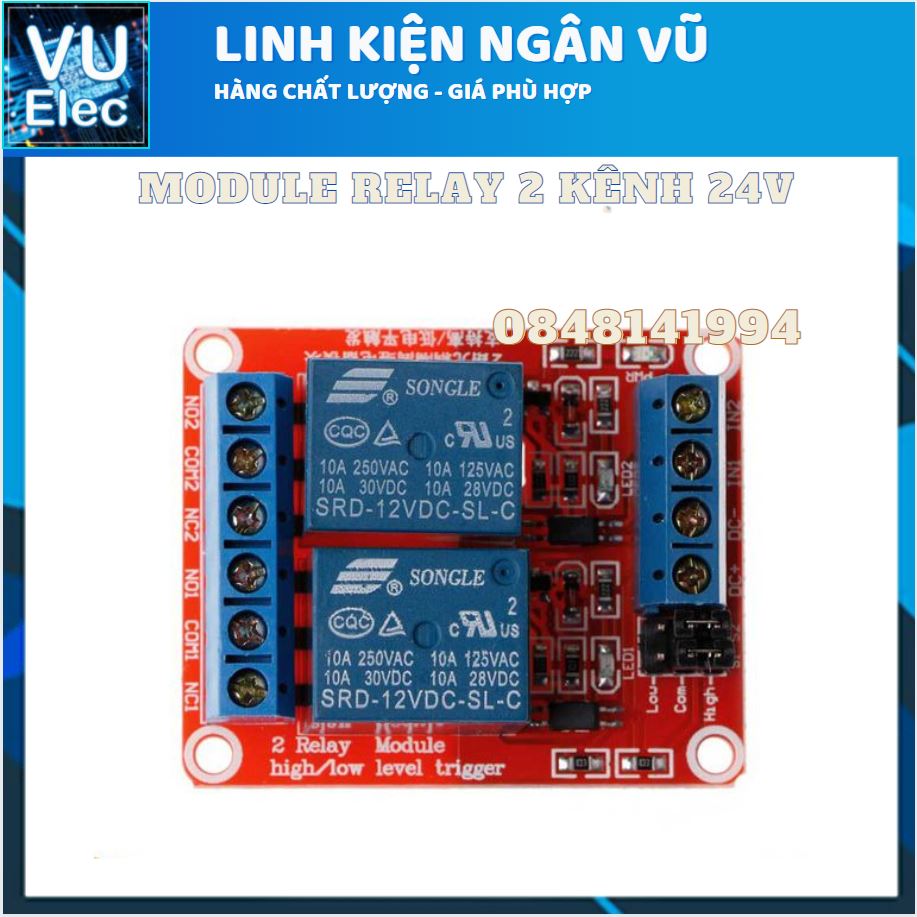 Module Relay 2 Kênh 12VDC | cafelinhkien.com