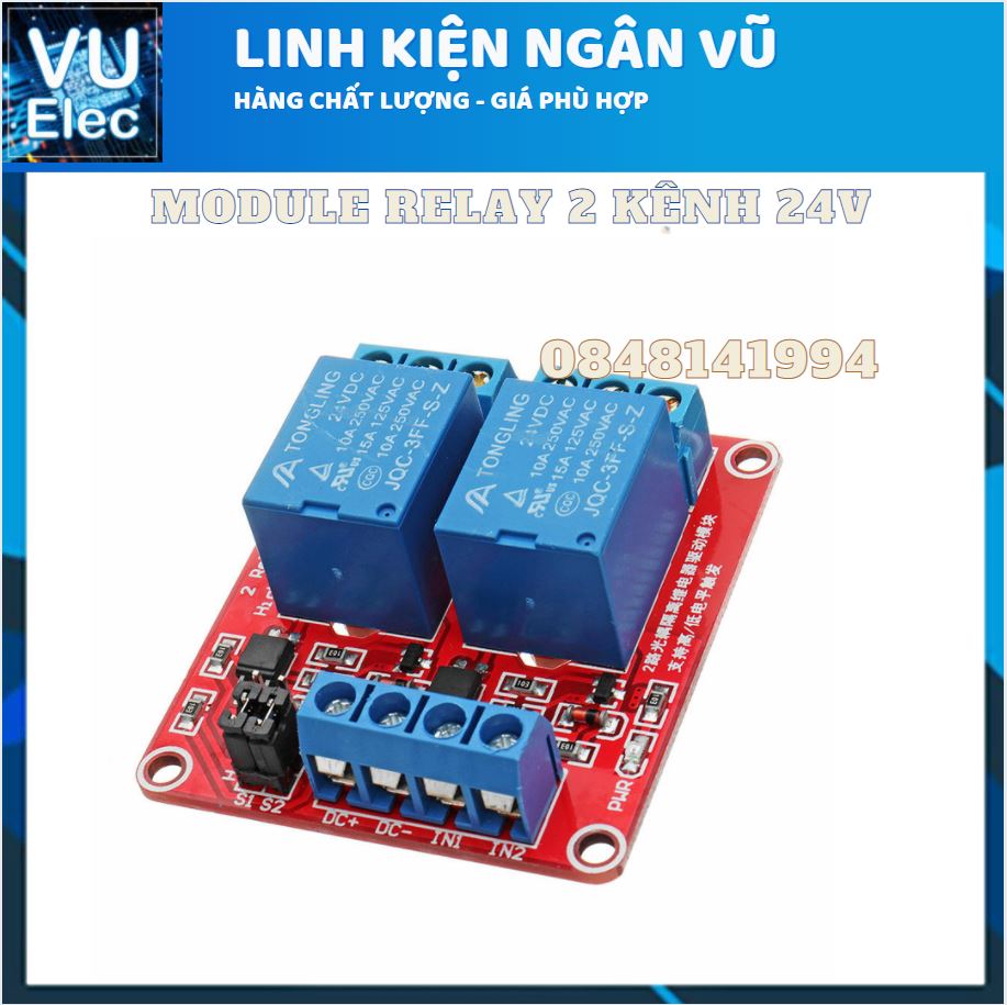 Module Relay 2 Kênh 24VDC | cafelinhkien.com