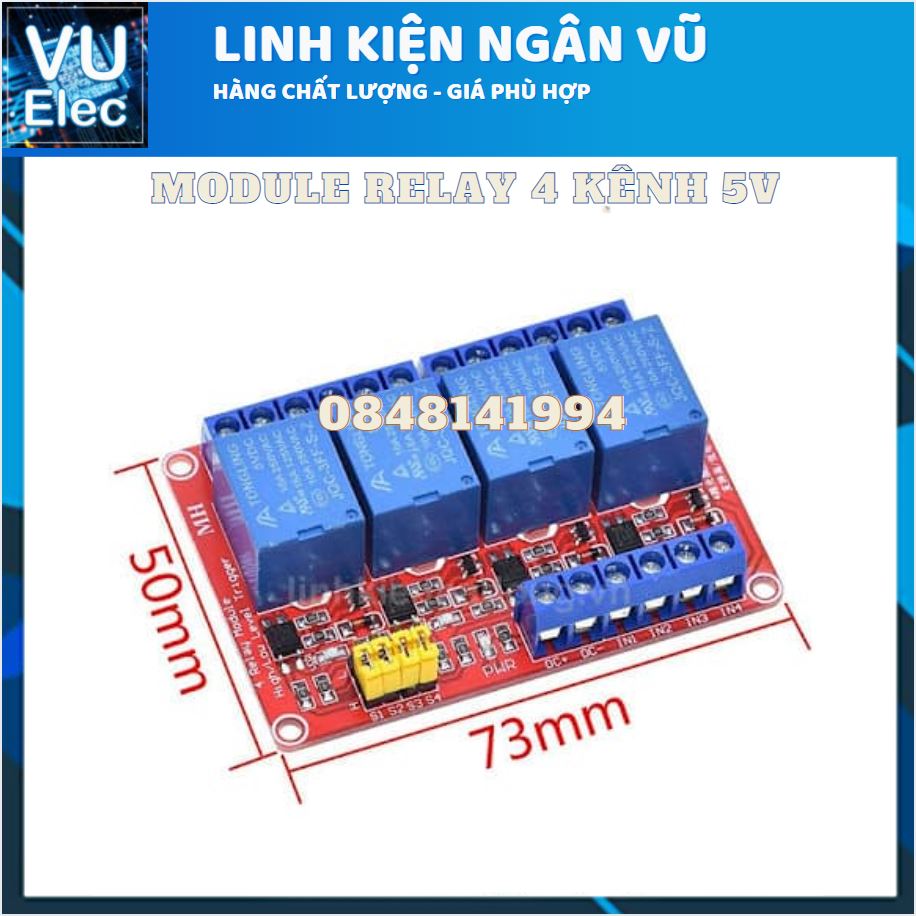 Module Relay 4 Kênh 5VDC | cafelinhkien.com